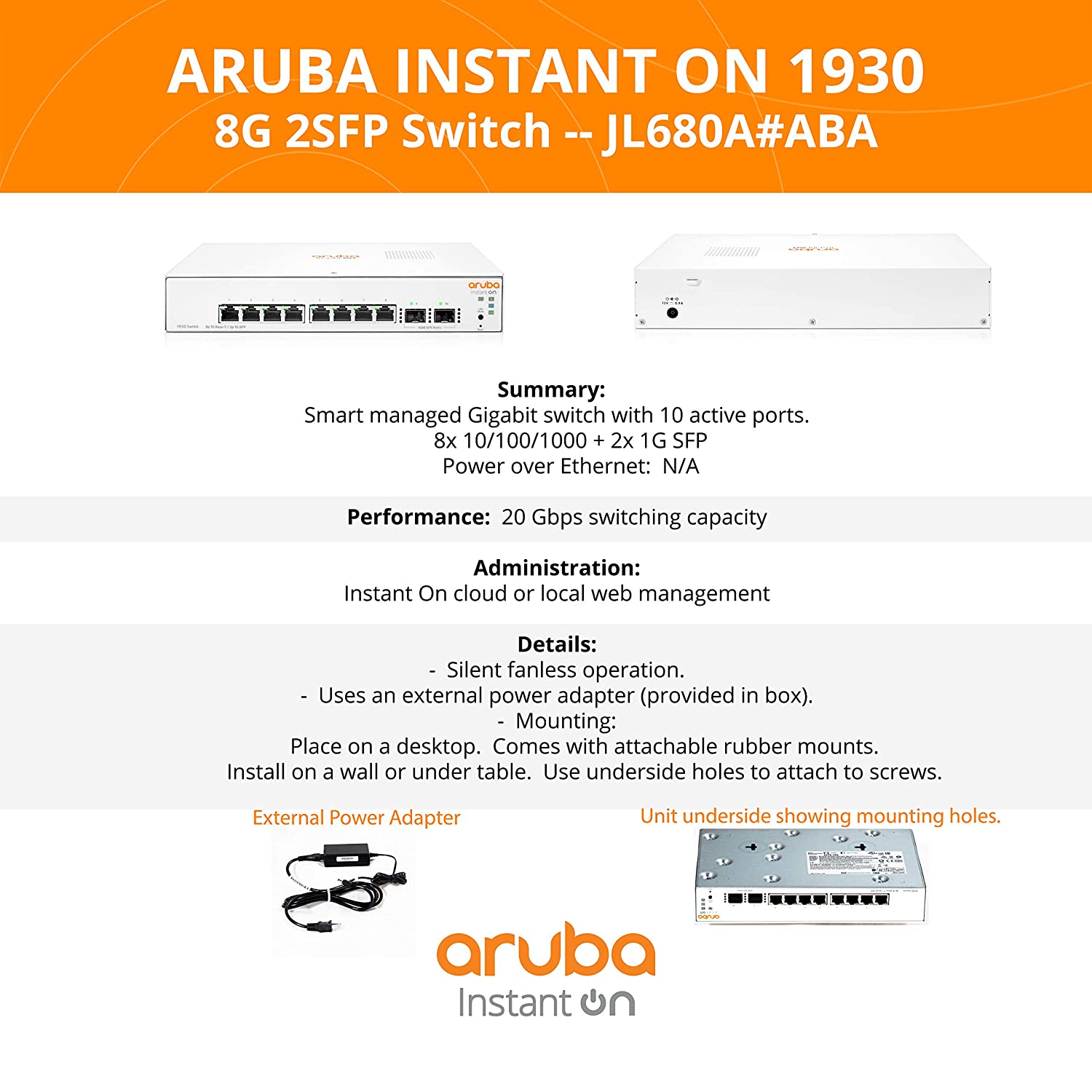 Switch Aruba Intant On 1930 8G 2SFP (JL680A)| 5Tech.com.vn