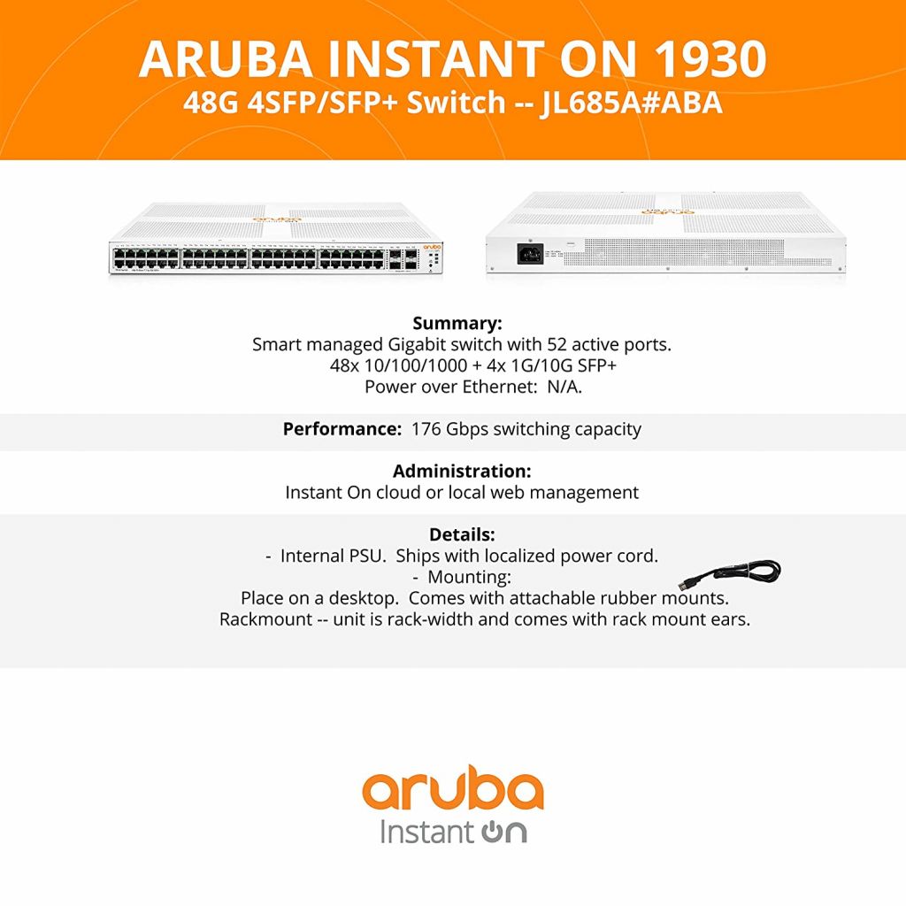 Switch Aruba Intant On 1930 48G 4SFP+ (JL685A)| 5Tech.com.vn