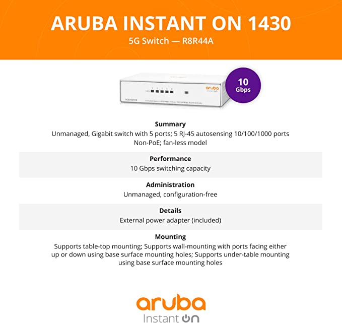 Switch Aruba Intant On 1430 5G (R8R44A)| 5Tech.com.vn